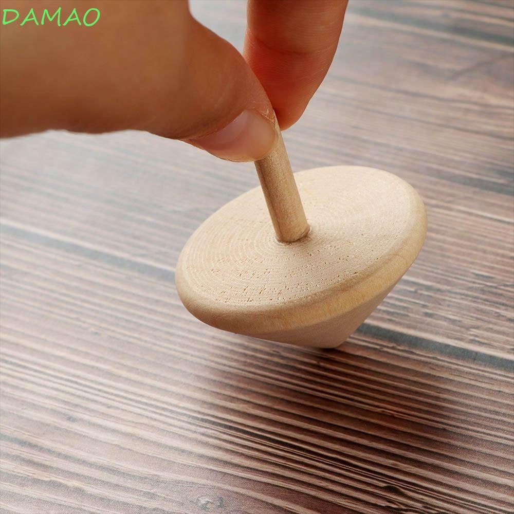 DAMAO Wooden Spinning Tops Fun Party No Paint Spinning Top Peg-Top For ...