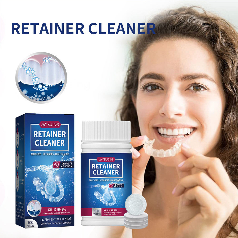 Dental-Denture Cleaner Tablets 100 Piece Set Remove Yellow Tint Tablets ...