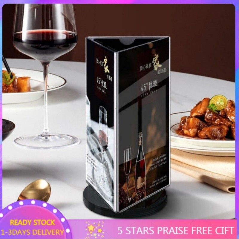 [COD]A6 Three-Sided Rotating Table Card Acrylic Holder 360° Rotating ...