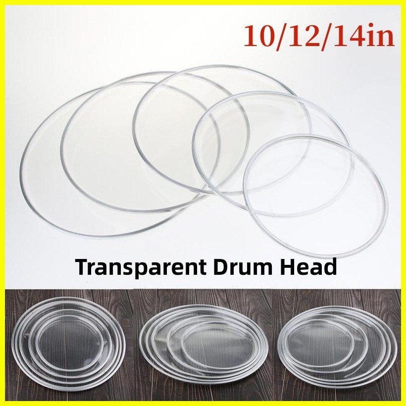 10" 12" 14" Transparent 2ply Drum Head Skin + Aluminum Frame For Drum ...