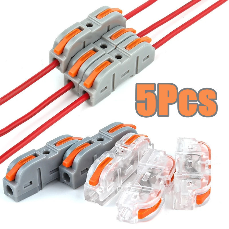 5Pcs Compact Wire Connectors 1 To 1 Quick Terminal Block Home Junction ...