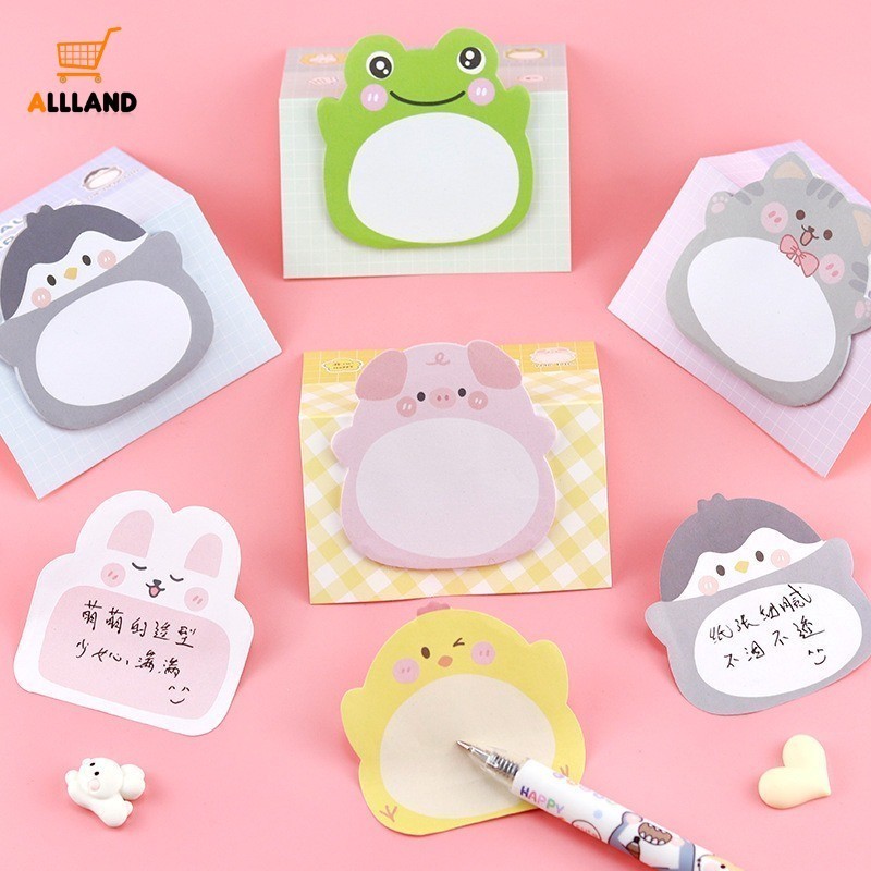 20 Sheets Cute Animals Sticky Notes Cartoon Tiger Totoro Penguin Memo ...