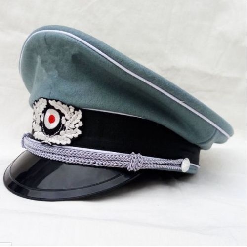 WWII WW2 GERMAN WH M36 OFFICER WOOL CRUSHER CAP VISOR HAT WITH PATCH ...