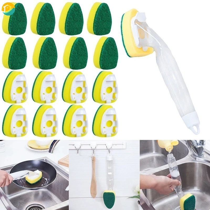 Automatic Liquid Adding Cleaning Brush Long Handle Scrubber Kitchen ...