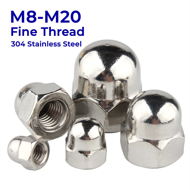 304 Stainless Steel Fine Thread Acorn Nuts M8 M10 M12 M14 M16 M20 Hex Cap Nut Domed Nuts Fine ...