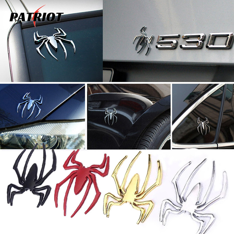 3D Metal Spider Car Logo Emblem - Scary Prank Car Sticker Decoration ...