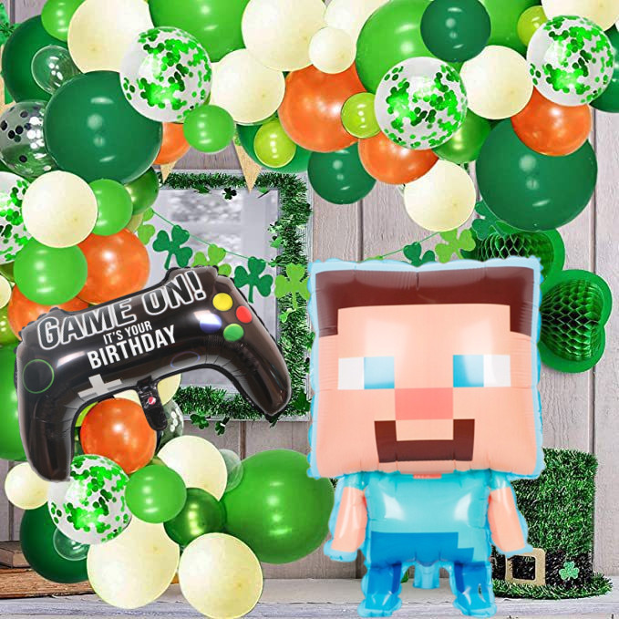 Minecraft Birthday Party Balloons Garland Arch Kit Steven Game Handle ...