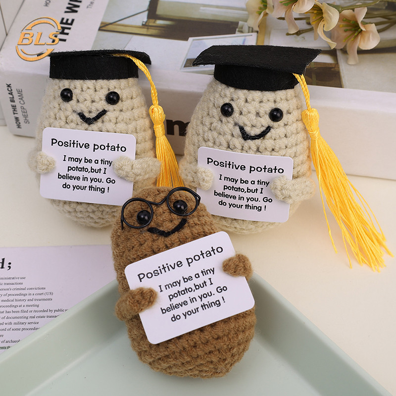 Cute Graduation Season Potato Shape Hand Weaving Plush Toy Ornaments ...