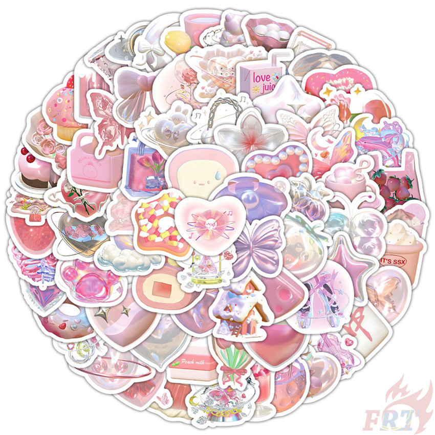 100Pcs/Set Baby Pink Dazzling Art Mini Stickers DIY Fashion Waterproof ...