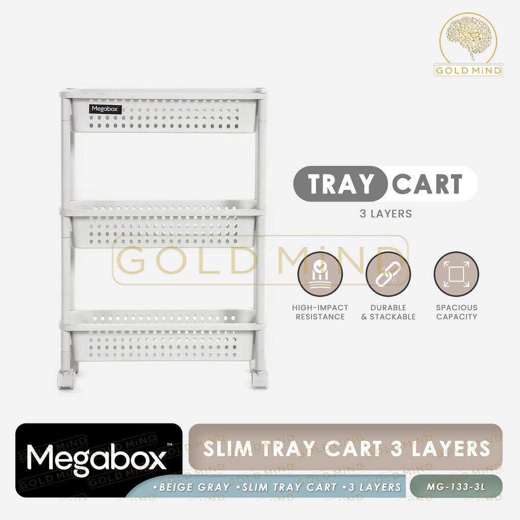 Megabox 3 & 4 -Layer Slim & Wide Tray Cart MG133 / MG134 - Beige ...