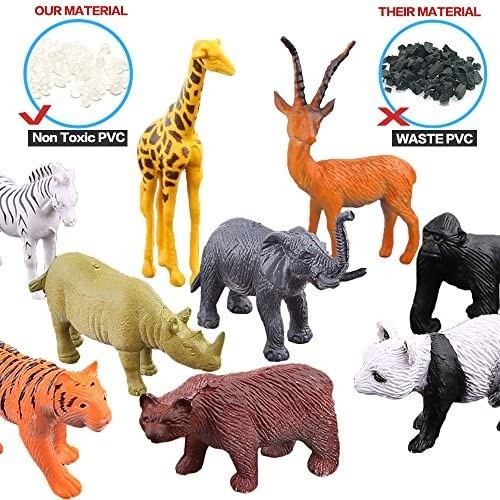 (HM) TOYS Animal Dolls, 12 Pieces of Mini Jungle Animal Toy Set ...
