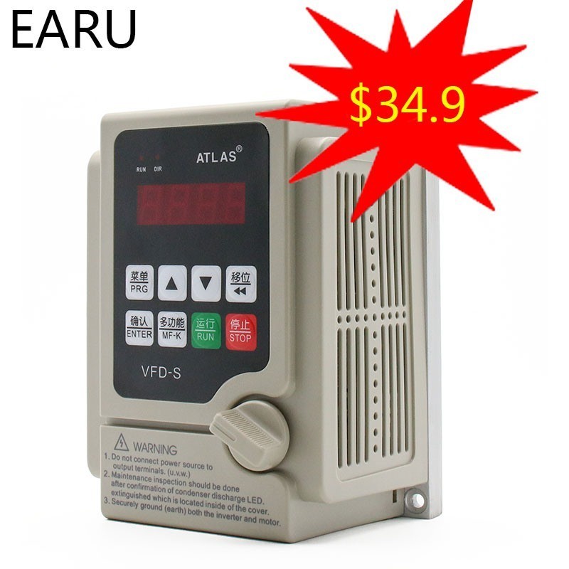 2.2KW 110V 220V VFD Single Phase Input 3 Phase Output Frequency Converter Inverter Pump CNC ...