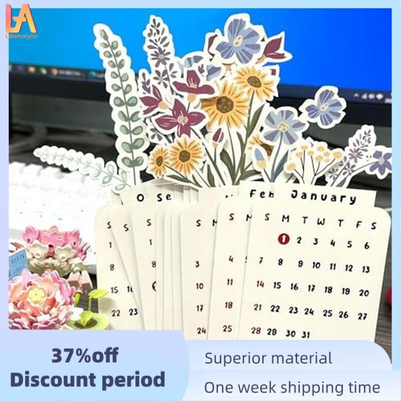 2024 Flowers Desk Calendar Vase Shaped Monthly Calendar Planner ...