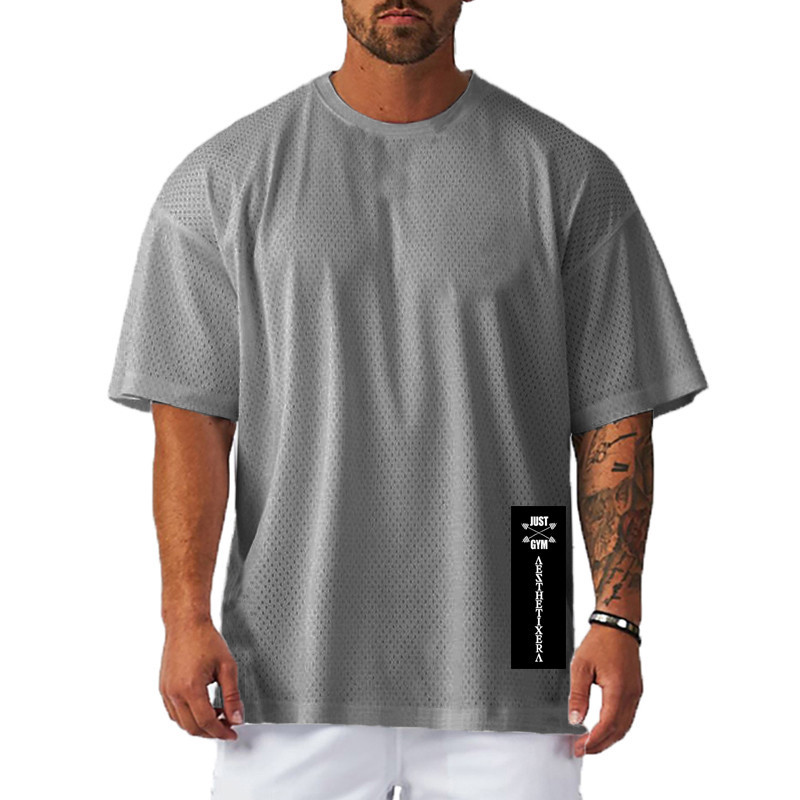 Mens Gym Cool Clothing Workout Oversized Mesh Hip-hop Quick Dry Tshirt ...