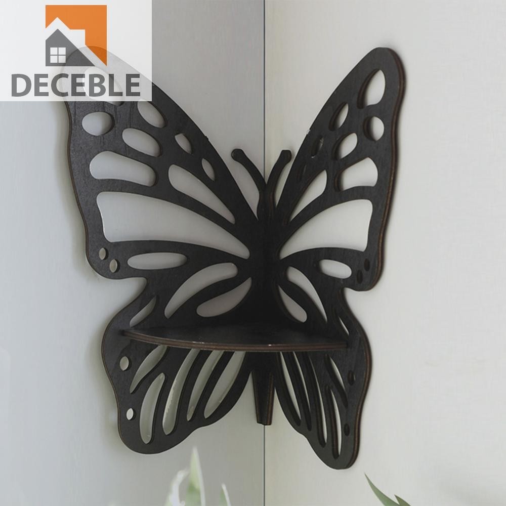 Butterfly Corner Shelf Wall Mounted Showcase Stand Wood Floating Shelf ...