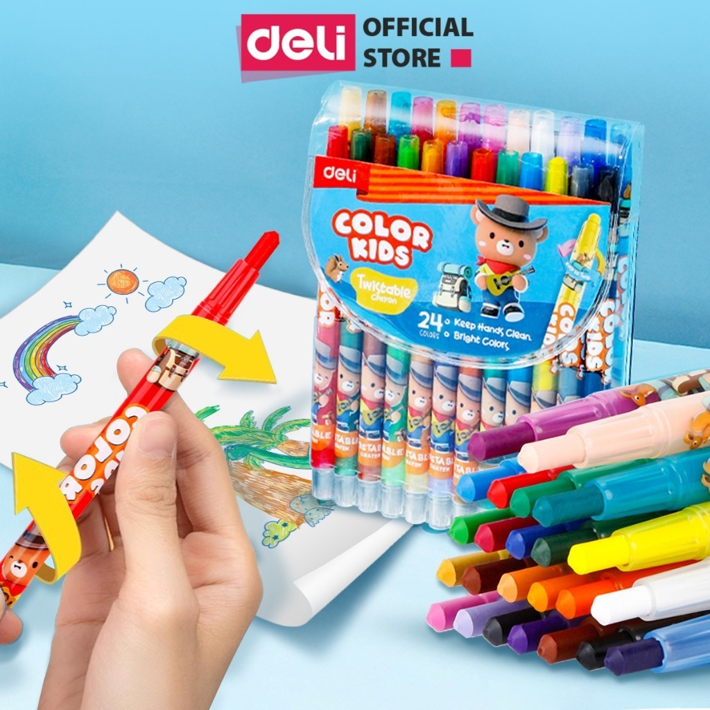 Deli Baby Bear Twisting Crayons - 12/24 Bright Wax Colors with Standard ...