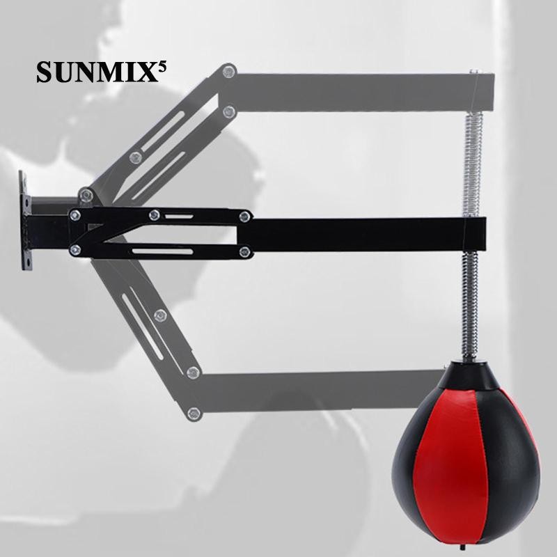 [ Speed Bag Height Adjustable Heavy Duty PU Leather Wall Mount Boxing ...