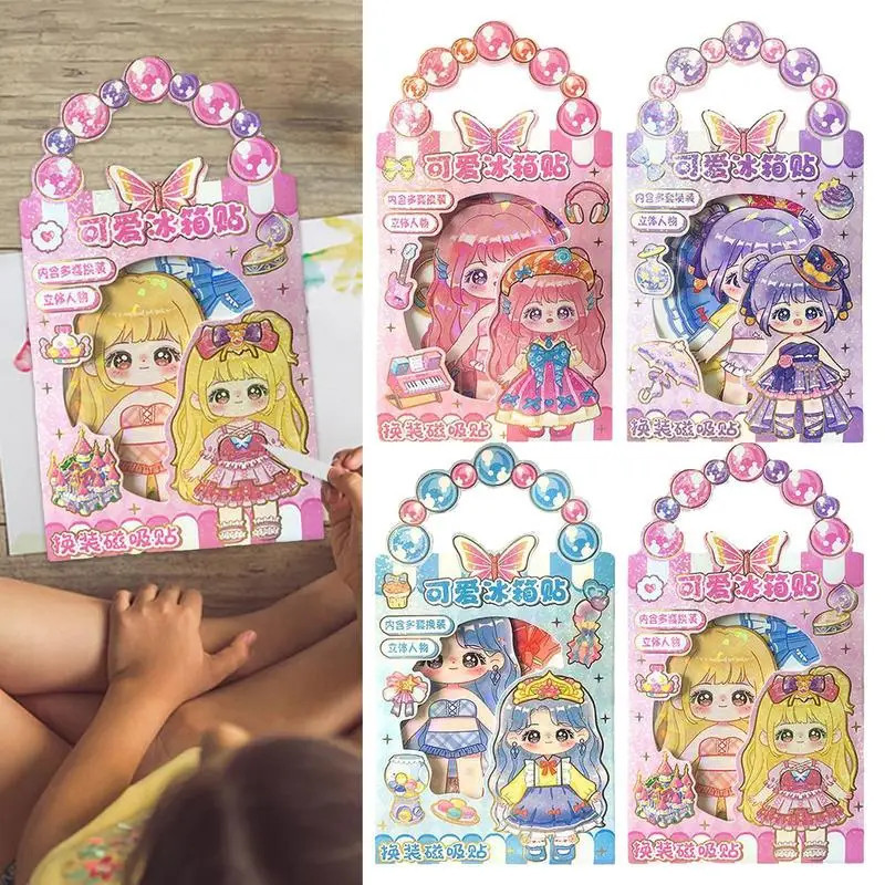 Princess Dress up Magnetic Stickers DIY refrigerator sticker Reusable ...