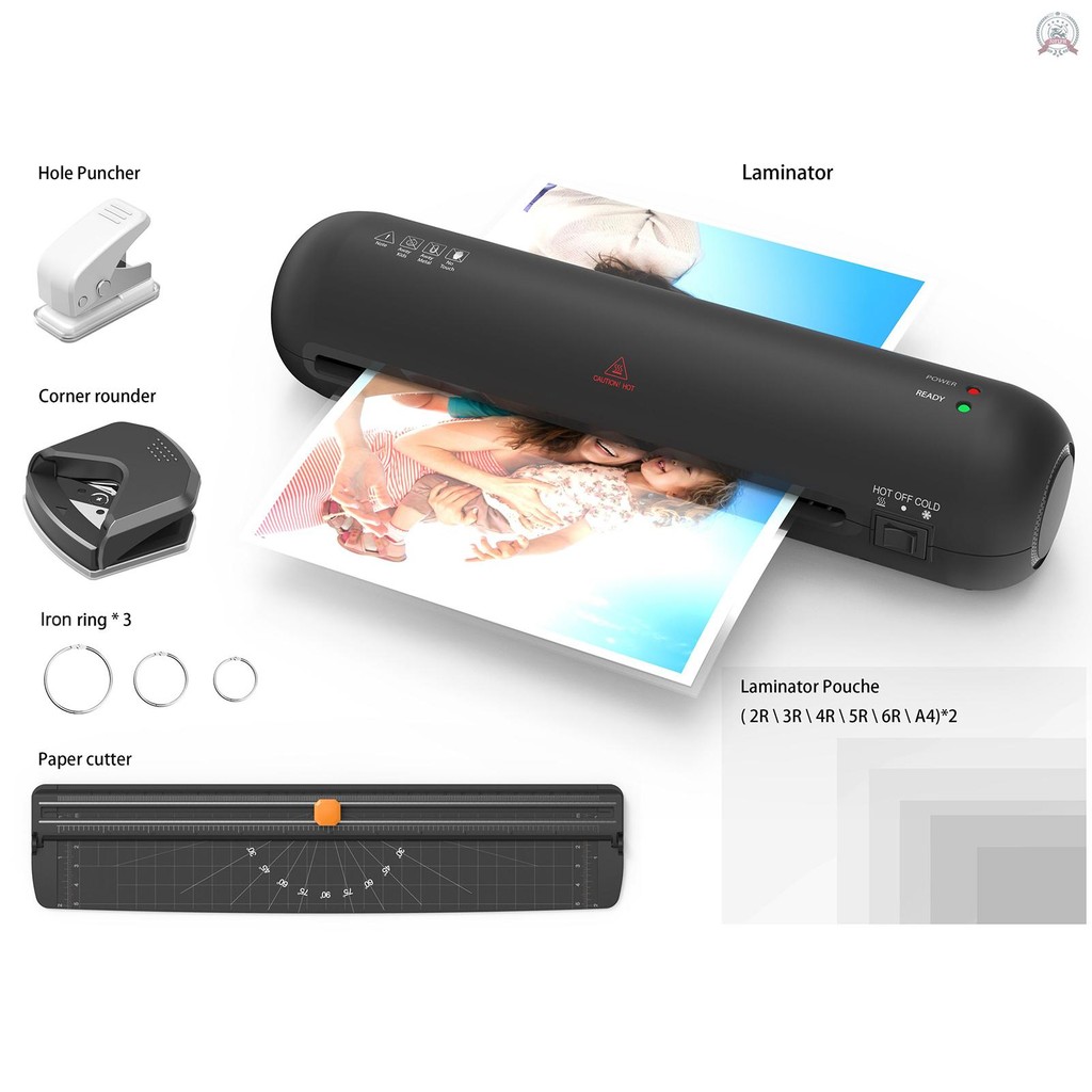 Desktop Laminator Machine Set A4 Size Hot and Cold Lamination 2 Roller System 9 inches Max Width ...