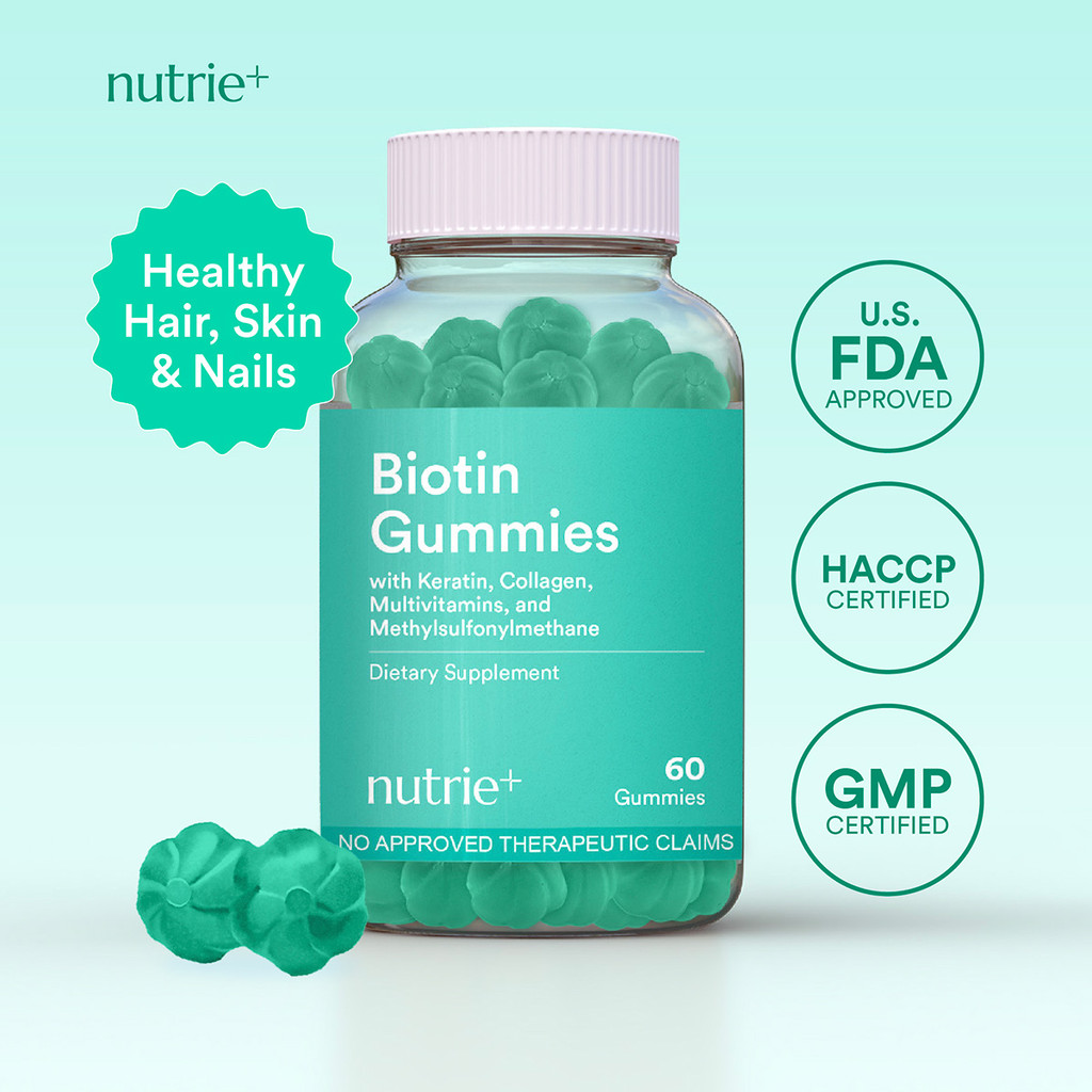 Nutrie Biotin w/ Keratin & Collagen Gummies 60pcs (Hair Growth, Radiant ...