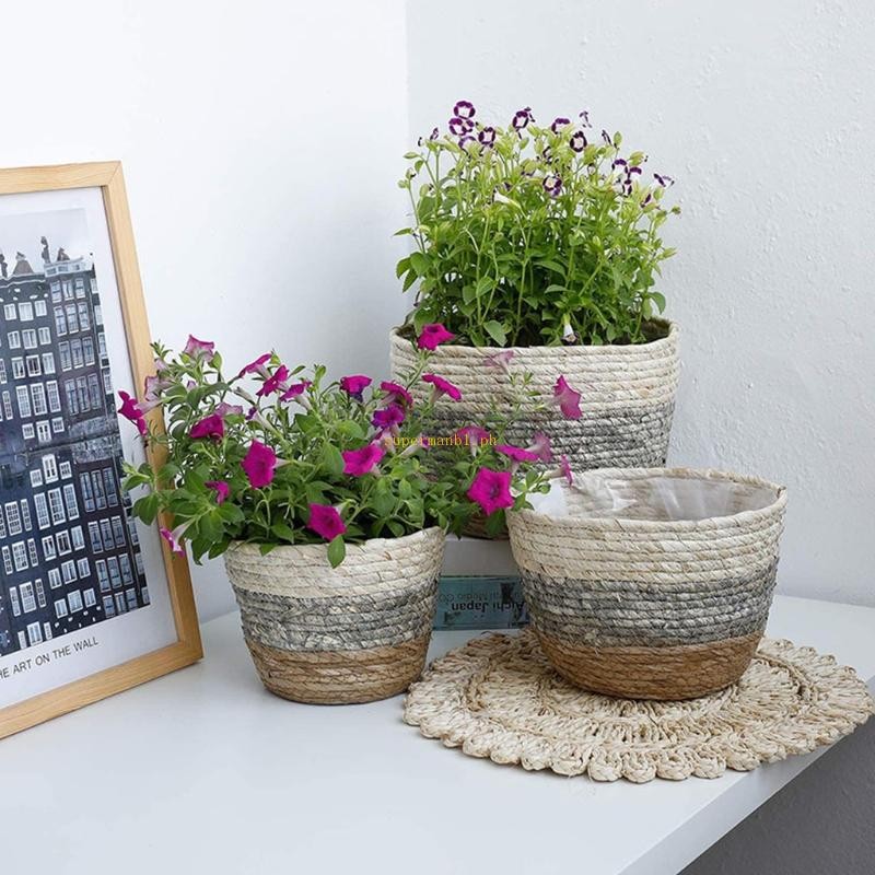 SUP Rattan Woven Basket Grass Planter Basket Plant Containers Potted ...