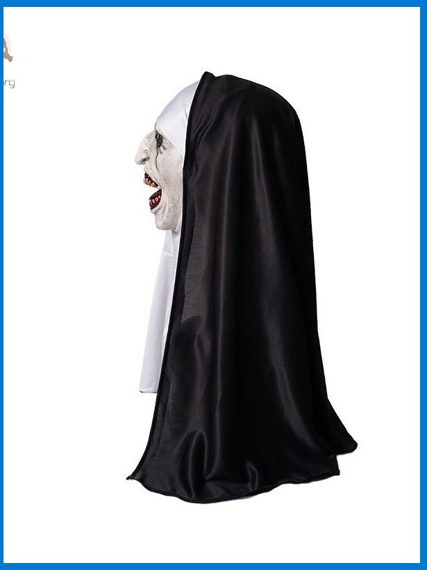 ABongBang The Horror Scary Nun Latex Mask W/Headscarf Valak Cosplay For ...