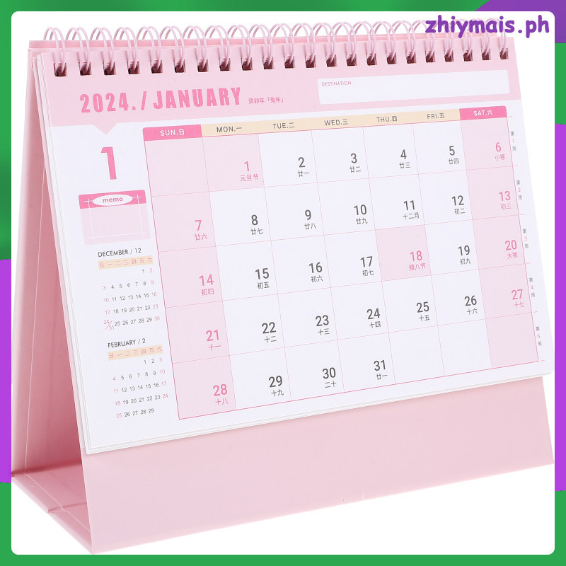 zhiymais Sticky Notes Year Calendar Table Top Desktop 2024 Large Grid ...