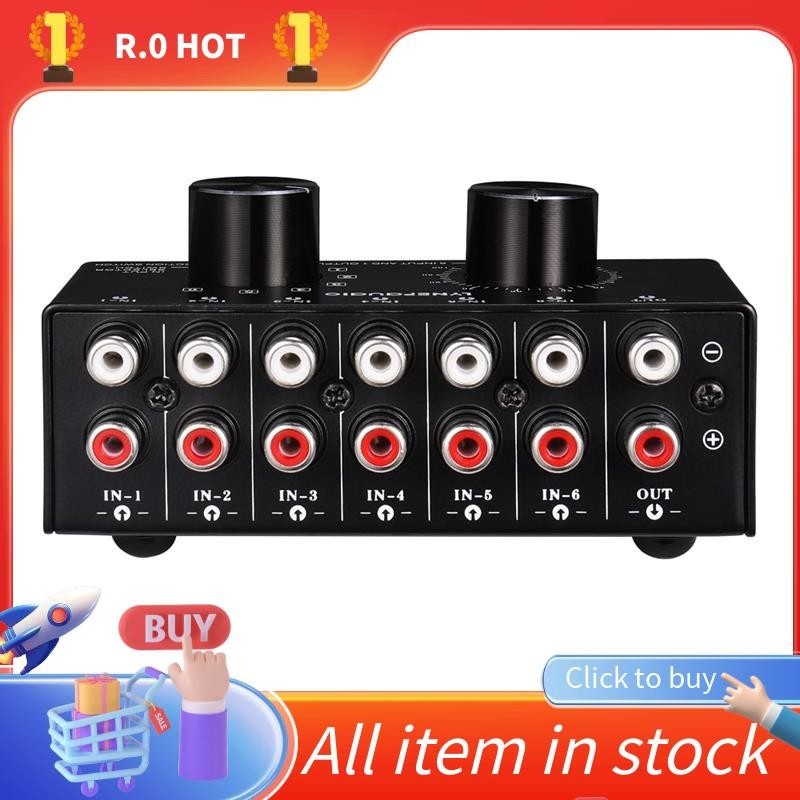 6 Input 1 Output Switcher Audio Source Selection Switcher Rca Audio Input Signal Selector Switch 