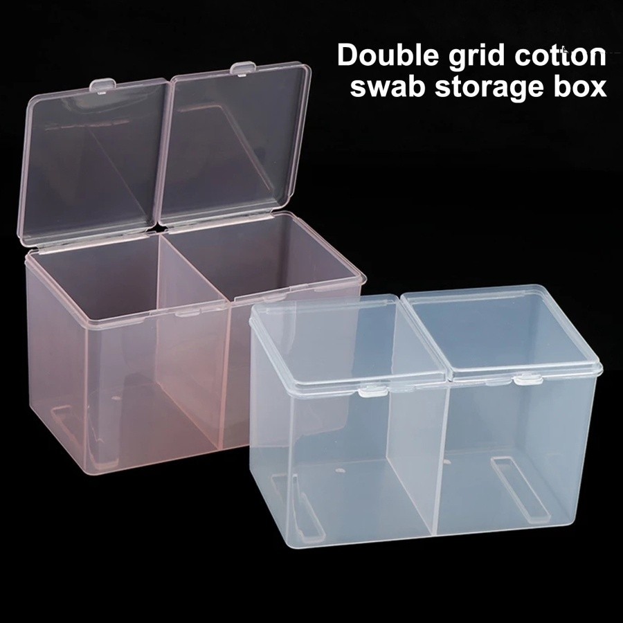 Double Grid Cotton Swab Storage Box Nail Tool Cotton Sheet Box Makeup ...