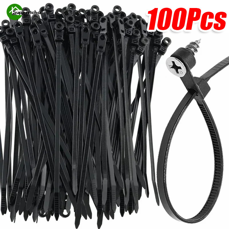 100Pcs Wire Fastening Organizer Straps - Mountable Cable Ties with ...