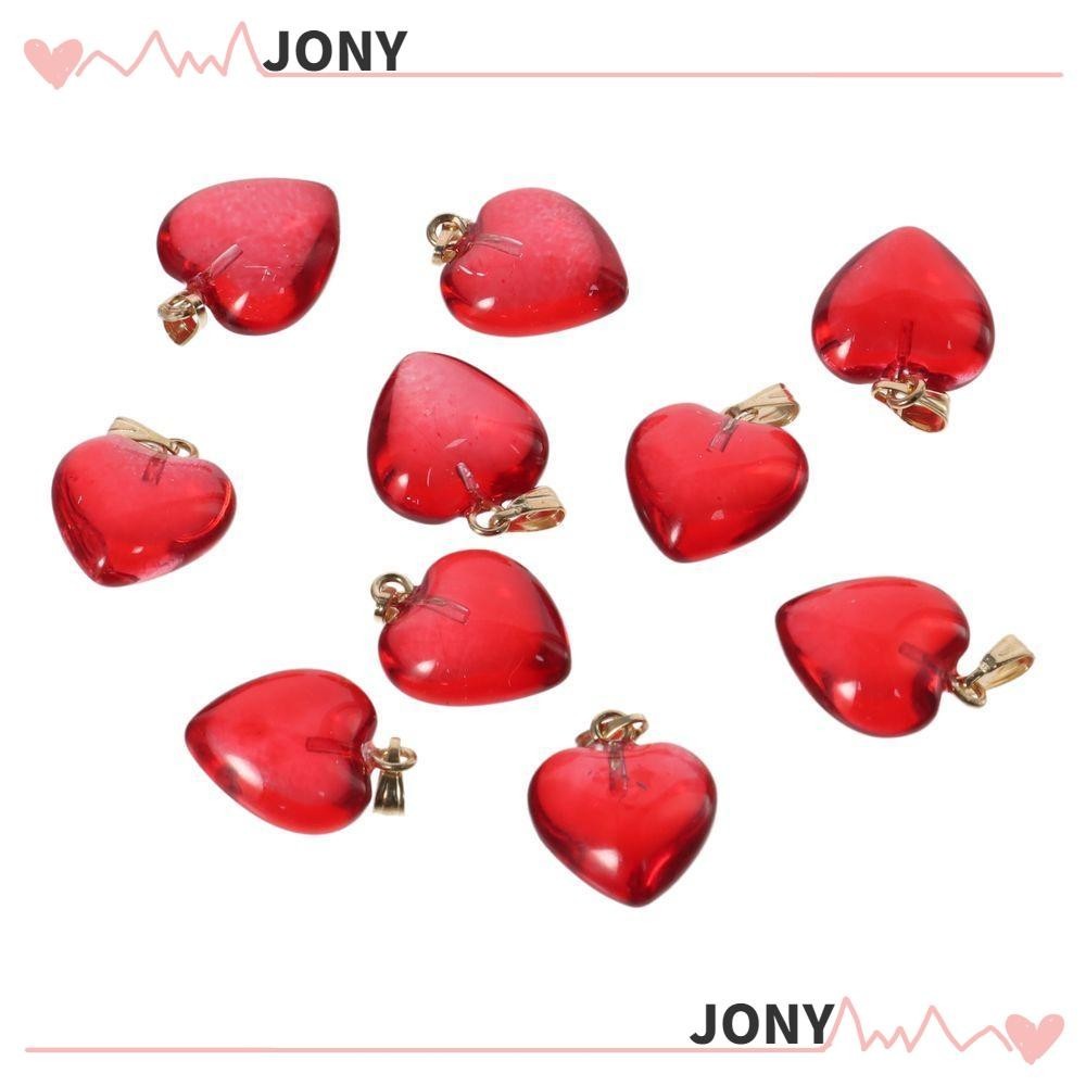 Jy1 20pcs Heart Crystal Glass Beads Glass Red Red Heart Shape Crystal