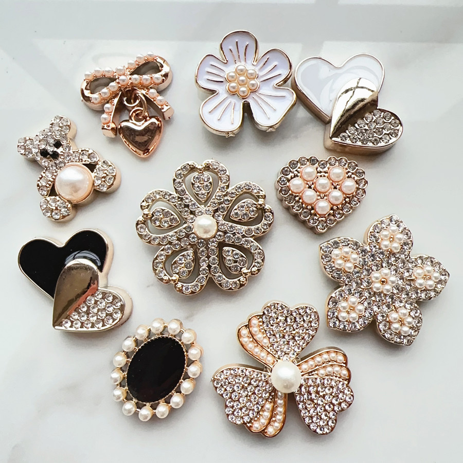 15sets To Choose Shining Shoe Pins Crystal Shoe Charms for Flower Pearl ...