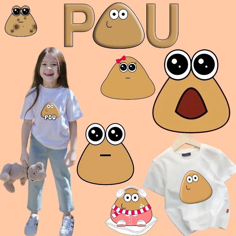 POU anime cartoon hot stamping sticker washable DIY clothing hat ...
