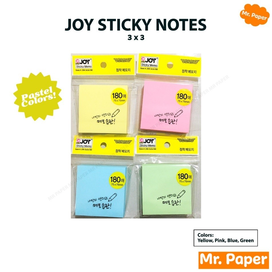 Joy Sticky Notes Pastel | Mr. Paper | Shopee Philippines
