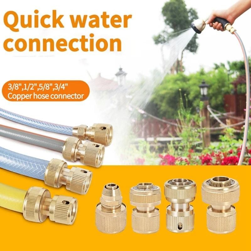 1/2'' 3/4'' Brass Hose Quick Connector Water Stop Fitting Copper Thread ...