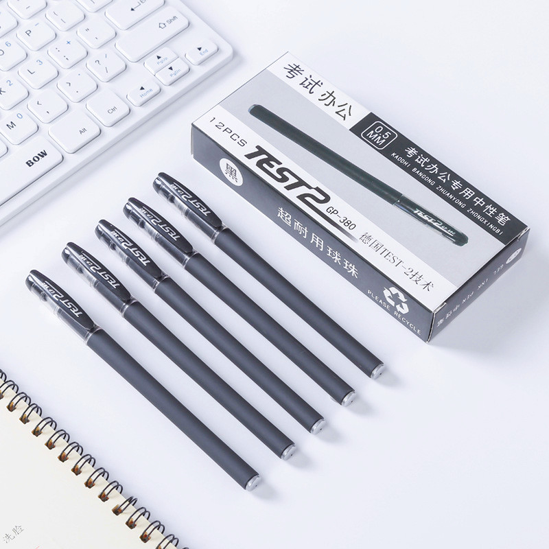 12 Pcs/Box GP-380 Matte Gel Pen Carbon Water-Based Pen 0.5mm Bullet ...