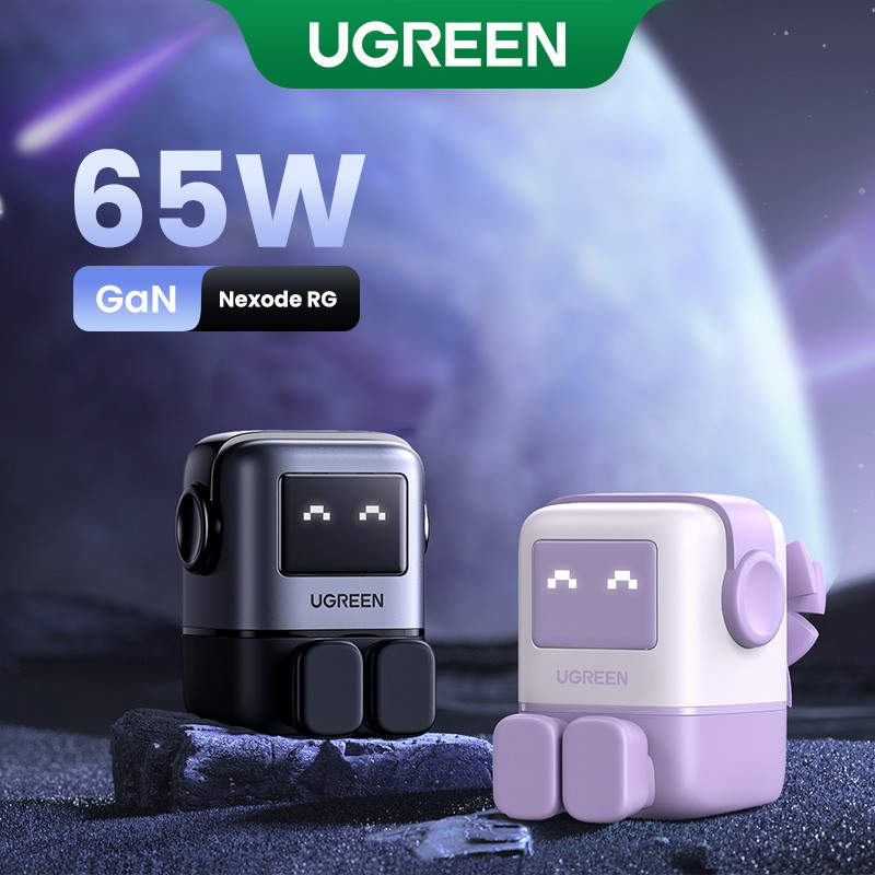UGREEN UK Plug RobotGaN 65W USB C USB A Charger Mini Robot Nexode 3 ...