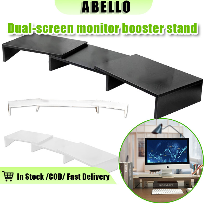 3 Shelf Triple Monitor Riser Stand for Universal Dual LCD Screen ...
