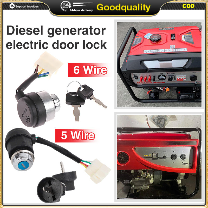 6 Wire Way Gasoline Diesel Generator Gas Ignition Start Key Lock Switch ...