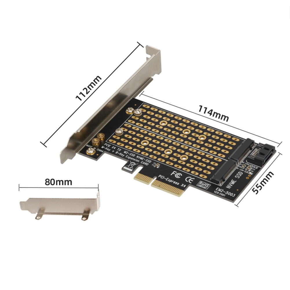 Dual M.2 to PCI-E 3.0 X4 Adapter for PCIe NVMe SATA M2 SSD 2230 2242 ...