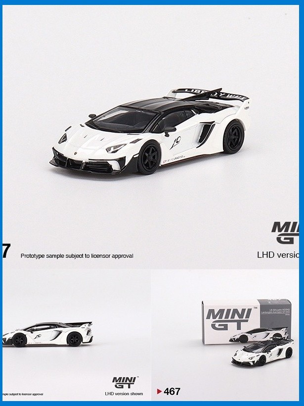 MINI GT 1:64 LBWK Aventador GT EVO White Alloy Diorama Car Model 467 Ek ...