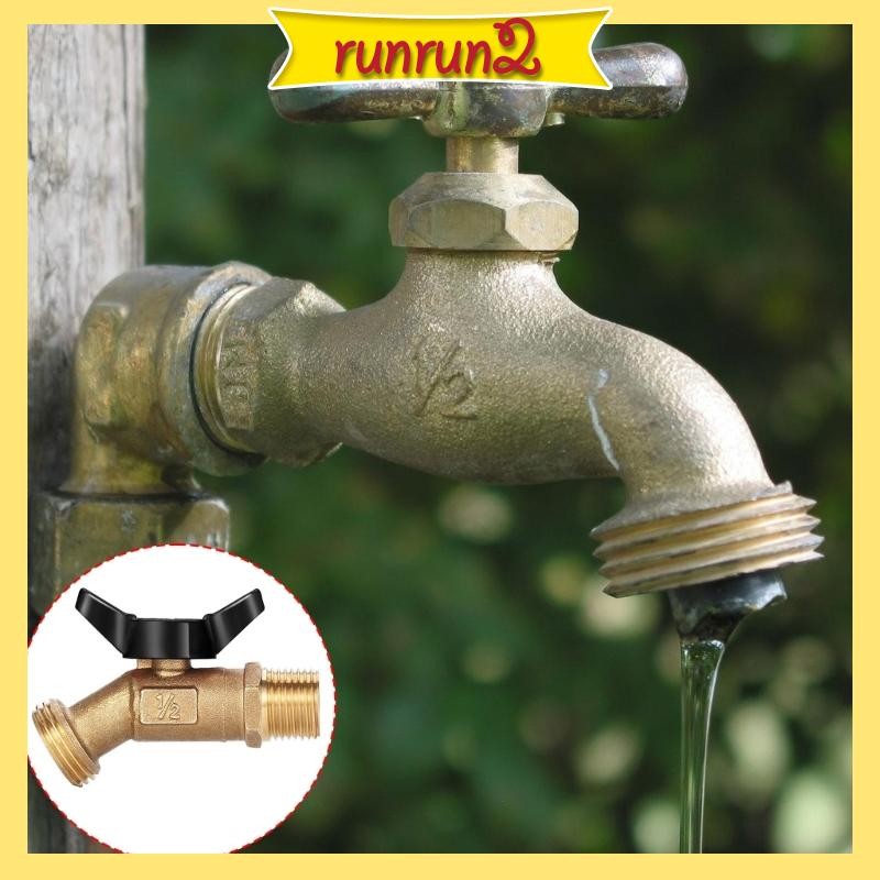 RUN Brass Hose Bib Valves Brass Water Spigot 1 2 Inch NPT Male Inlet 3 ...