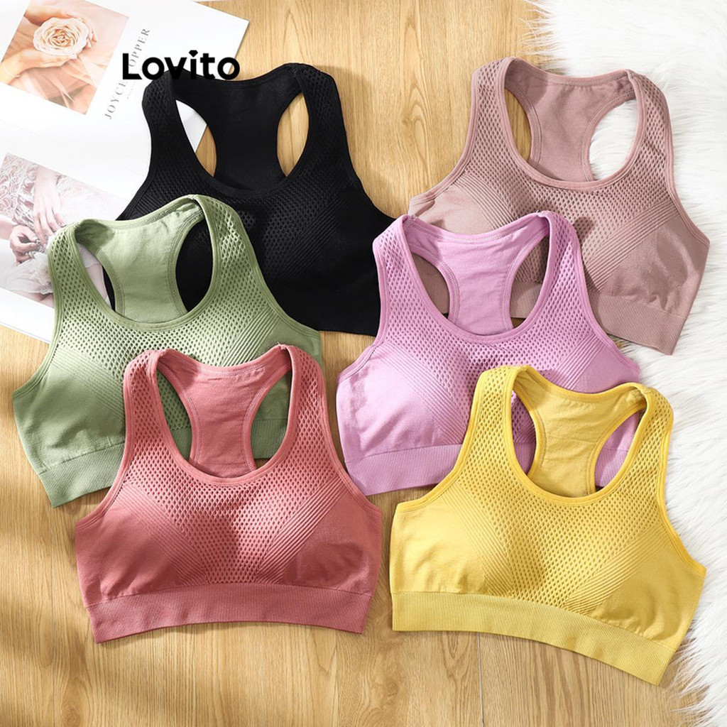Lovito Sporty Plain Basic Sports Bra para sa Babae LNE51381 | Shopee Philippines