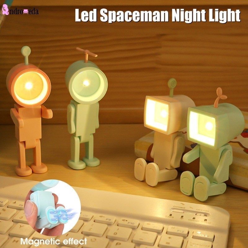 Cartoon Astronaut Magnetic LED Night Light Spaceman Battery Powered ...