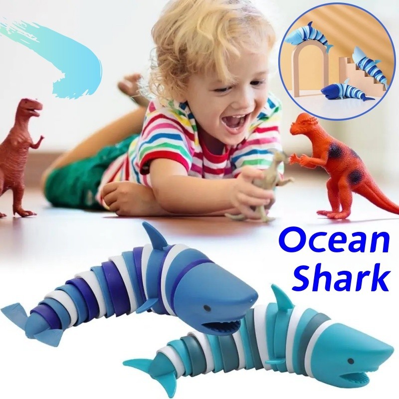 Ocean Shark Squeeze Fidget Toy Flexible Cartoon Shark Sensory Toy ...