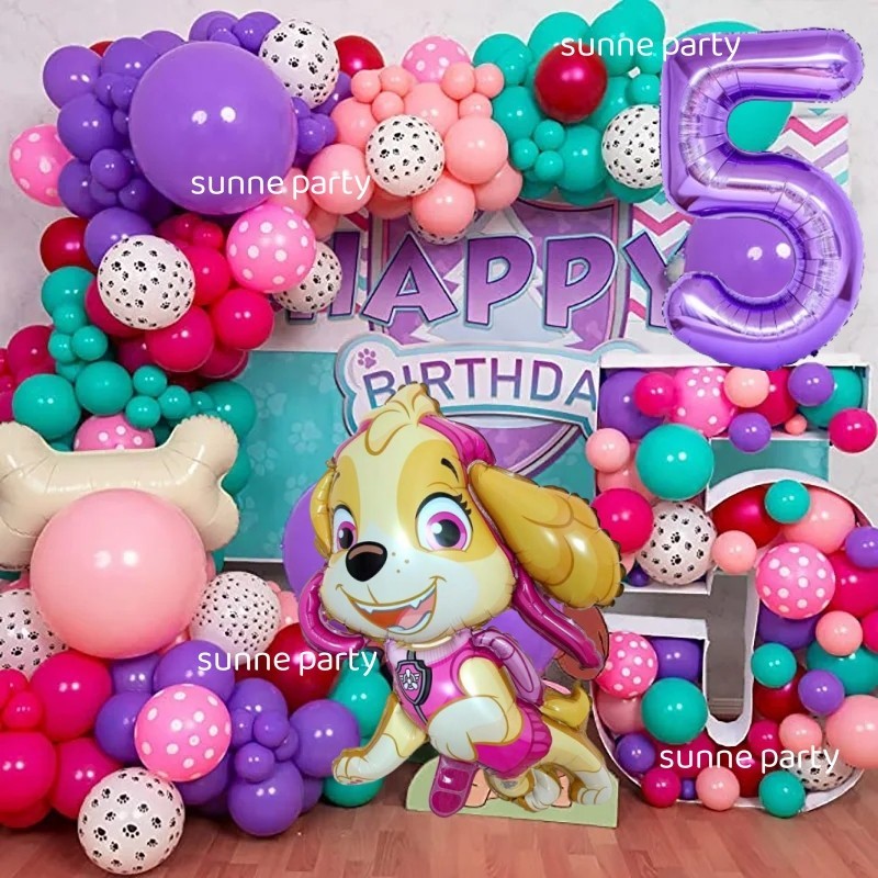 Paw Patrol Balloon Skye Theme Garland Arch Kit 32inch Purple Number ...