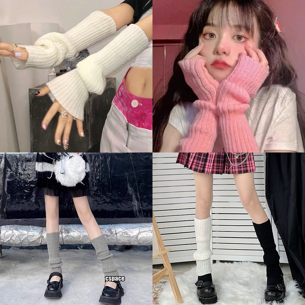 YOUJ Sweet Fingerless Gloves Arm Warmers Lolita Knitted Leg Gloves ...