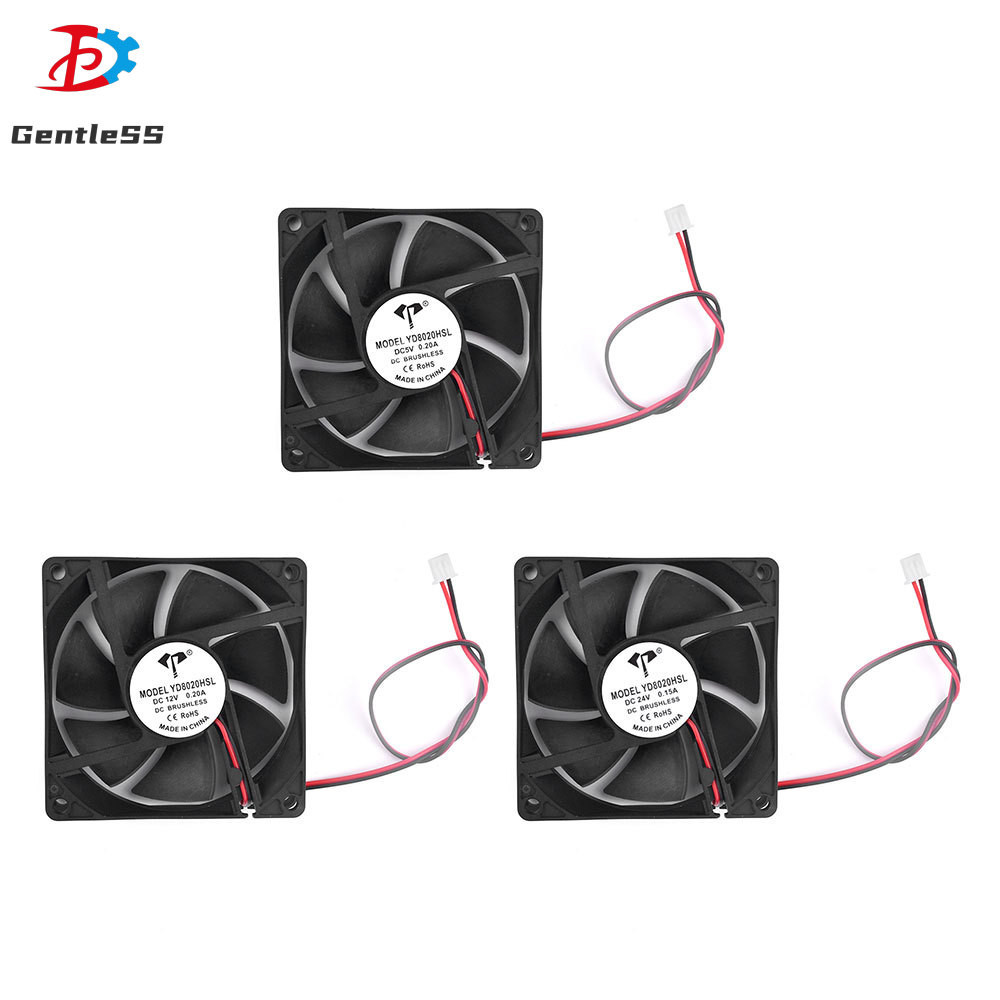 Cooler Fan 80mm by 80mm by 20mm 8020 12V DC 0.20A Dual Ball Bearing ...