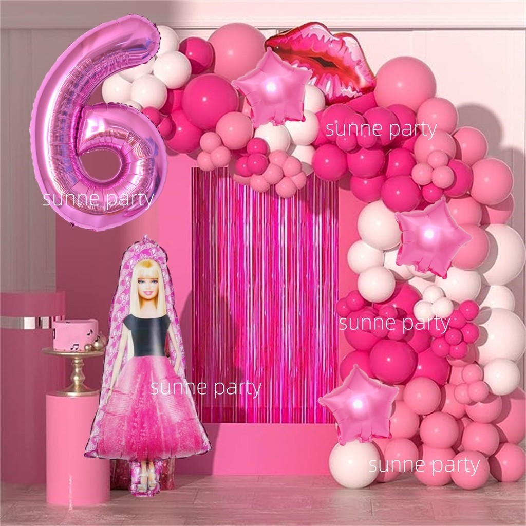Barbie Balloons Party Decorations Chain Set 32inch Number Balloon Pink ...