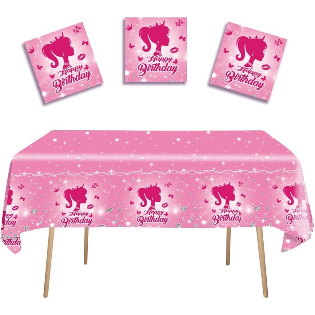 Pink Girl Party Dsiposable Tablecloths, Barbie Princess Girl Birthday ...